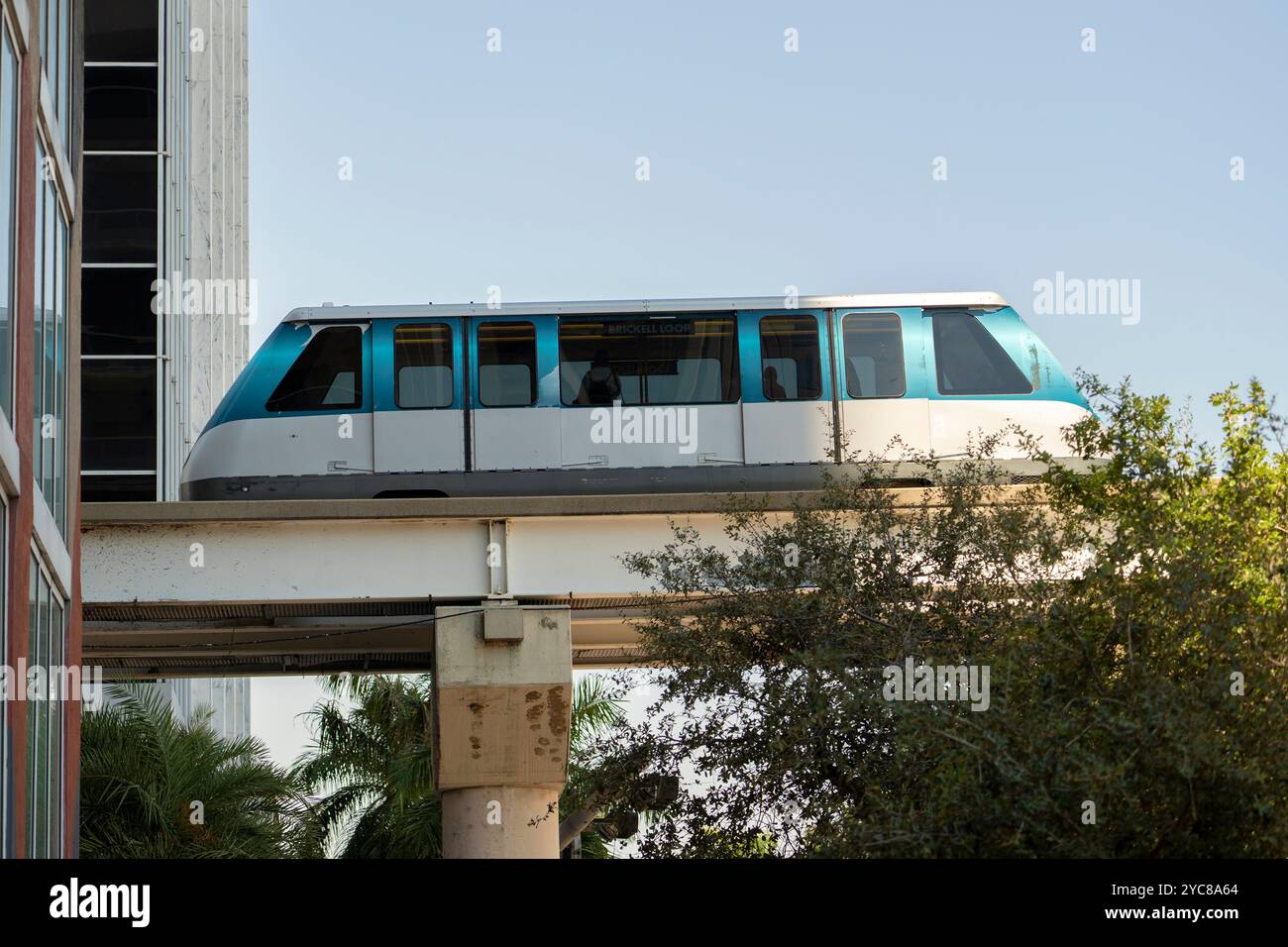 Urban transportation in downtown district of Miami Brickell in Florida ...