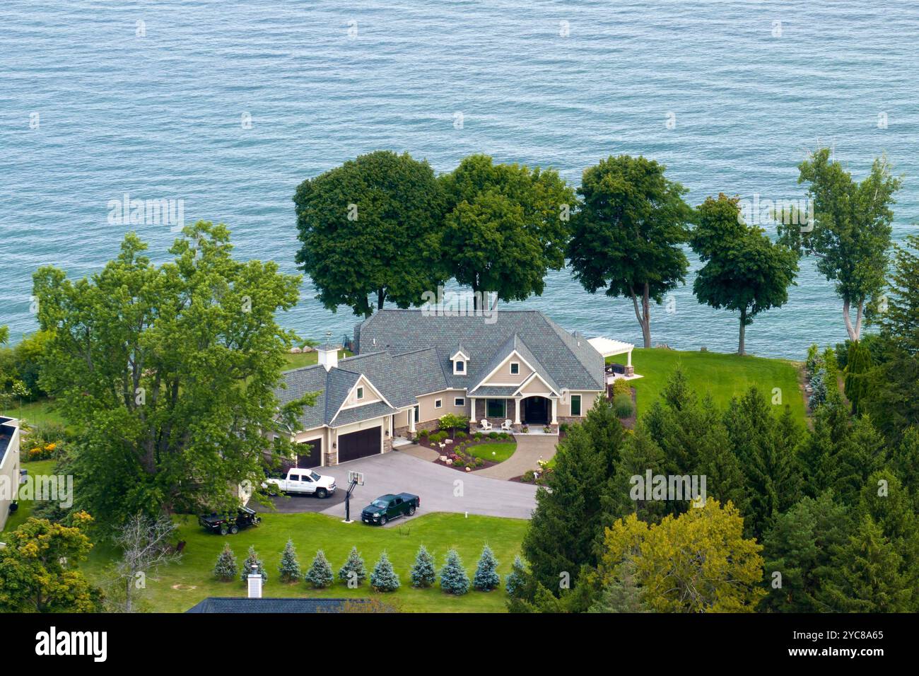 Upscale suburban home on lake Ontario waterfront area in Rochester, NY ...