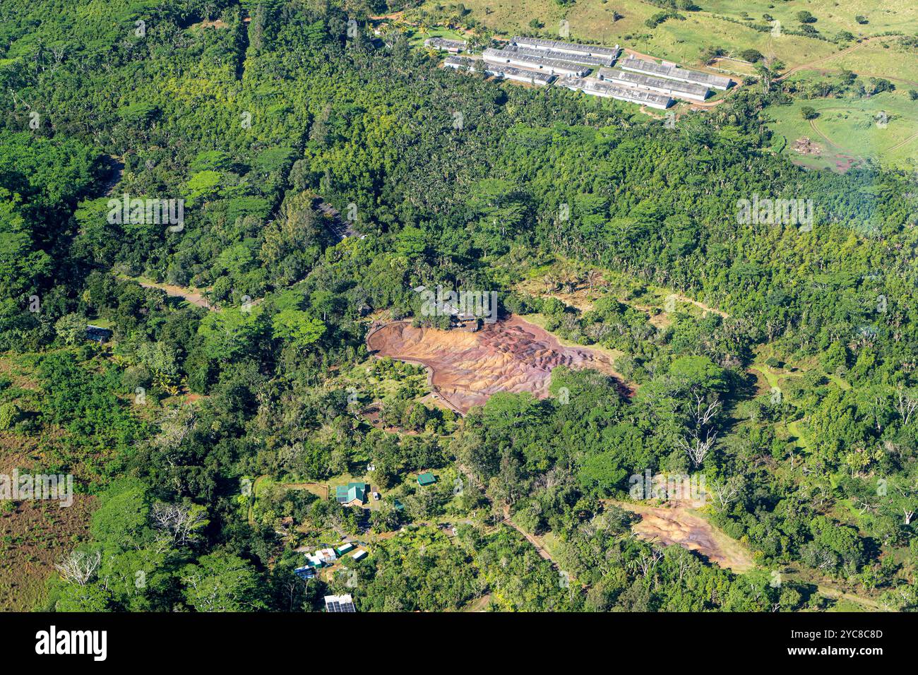 A stunning aerial view of the Seven Colored Earths of Chamarel ...
