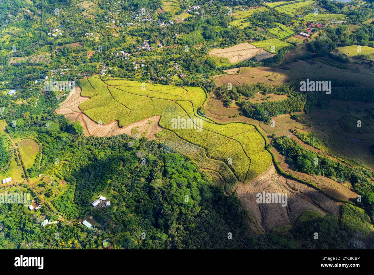 A stunning aerial view of the Seven Colored Earths of Chamarel ...