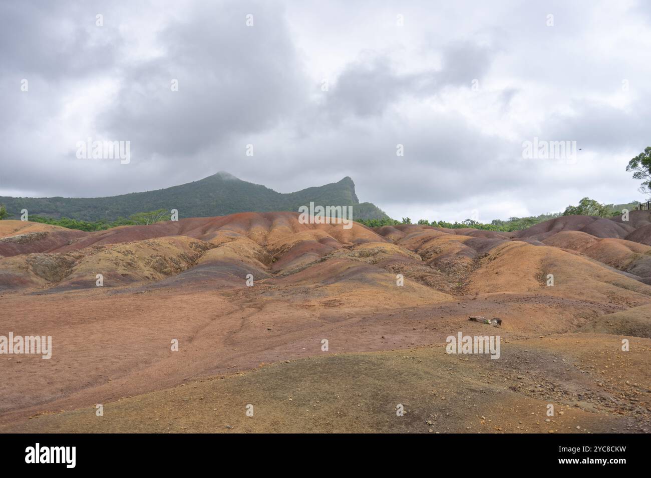 The iconic Seven Colored Earths of Chamarel, Mauritius. This natural ...