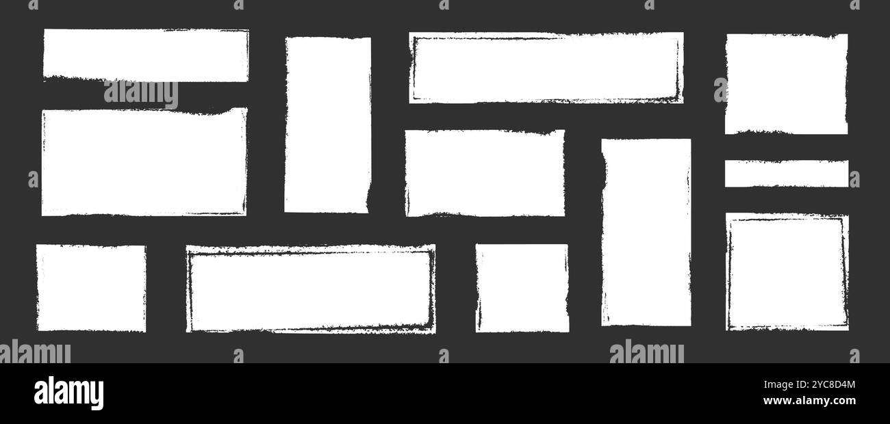 Text box frame brush rough crayon shape set. Text box frame rough ...
