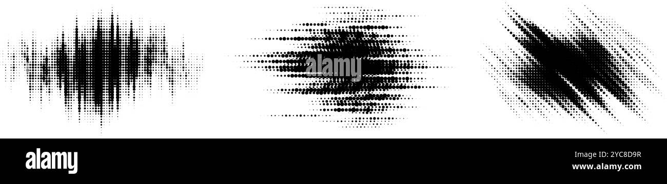 Glitch halftone line element set. Dotted texture geometric form ...