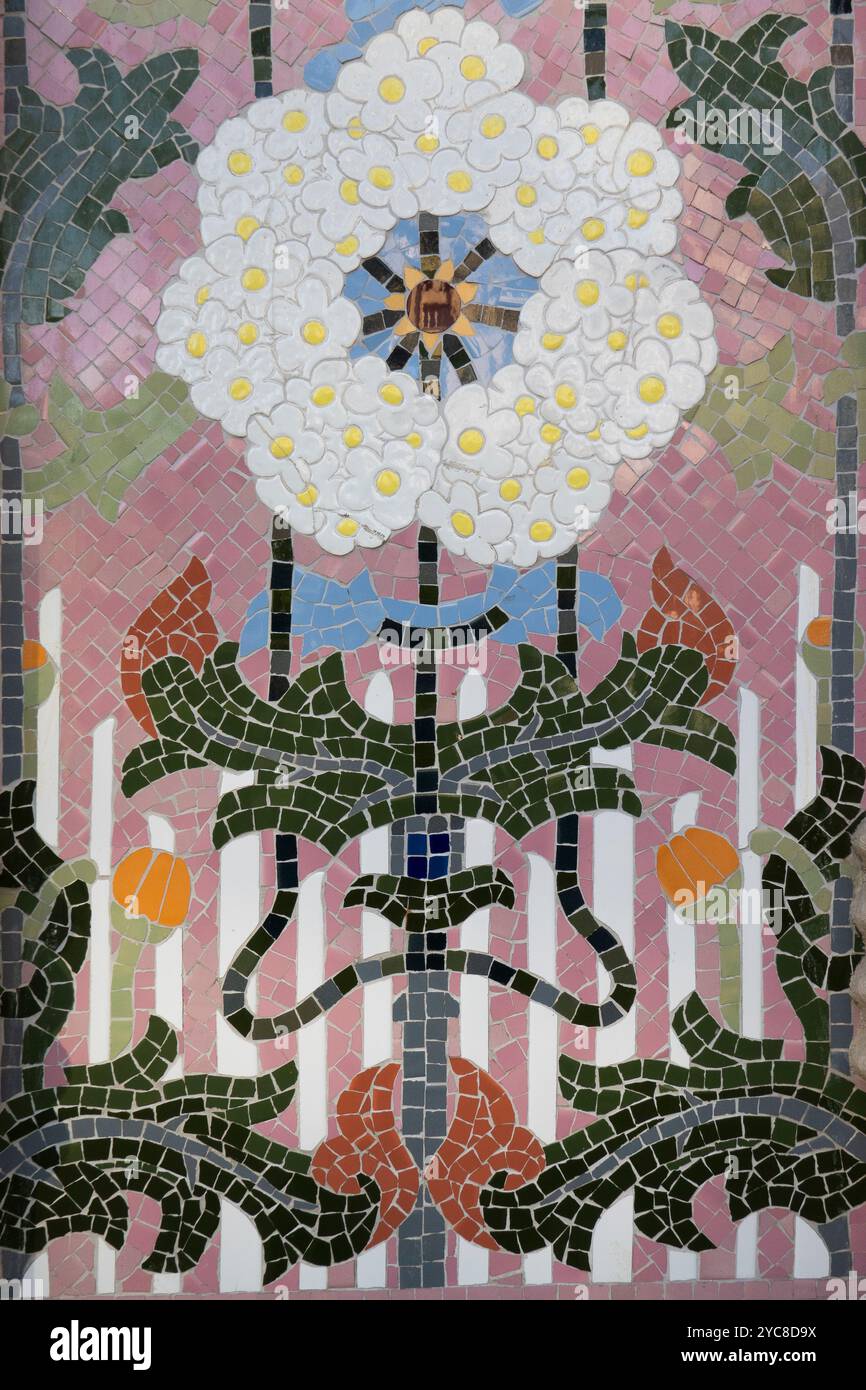 tile art on a building in Barcelona, Spain Stock Photo - Alamy