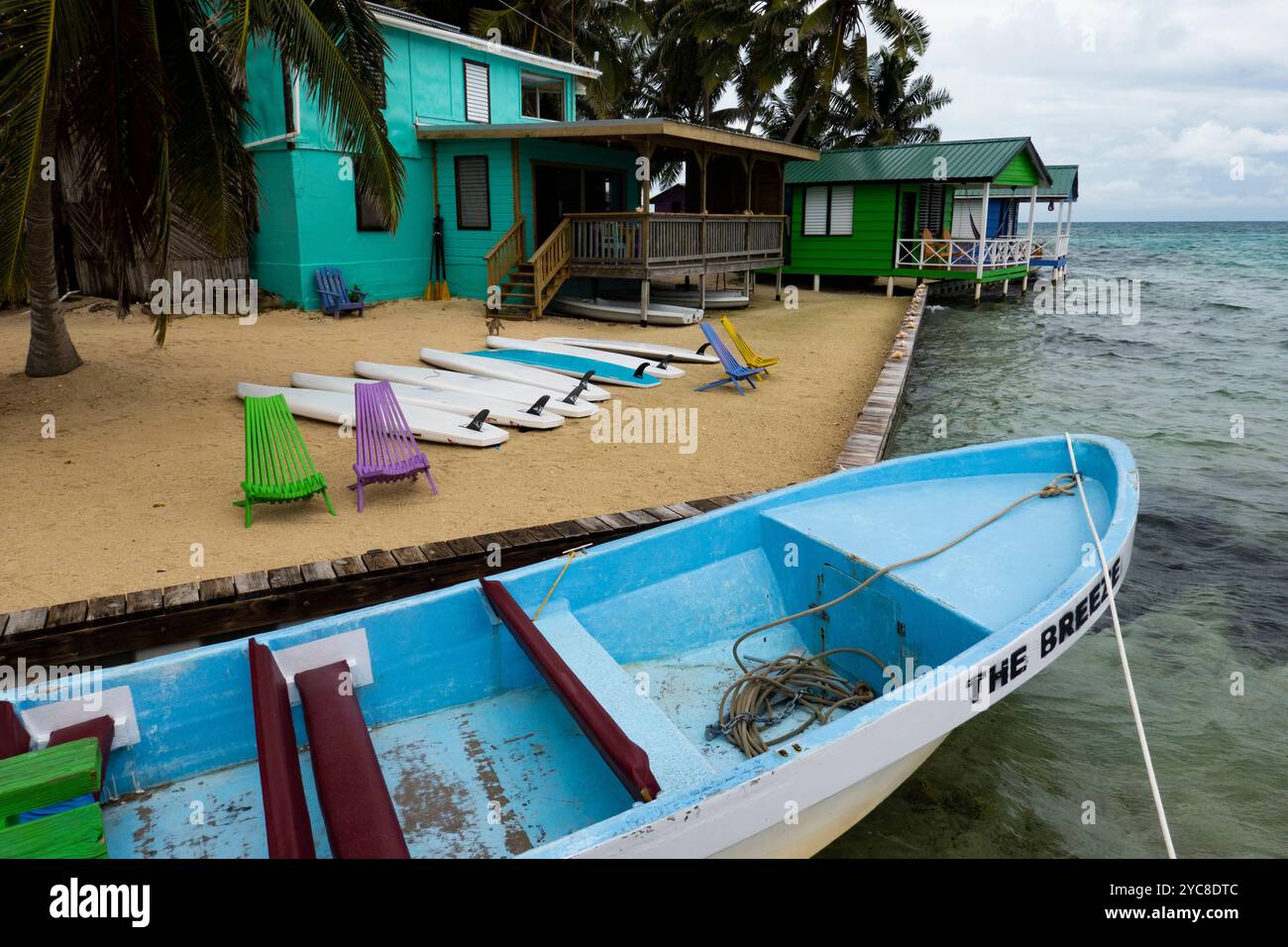 Paradise Tobacco Caye Resort on Tobacco Caye, Belize Stock Photo - Alamy
