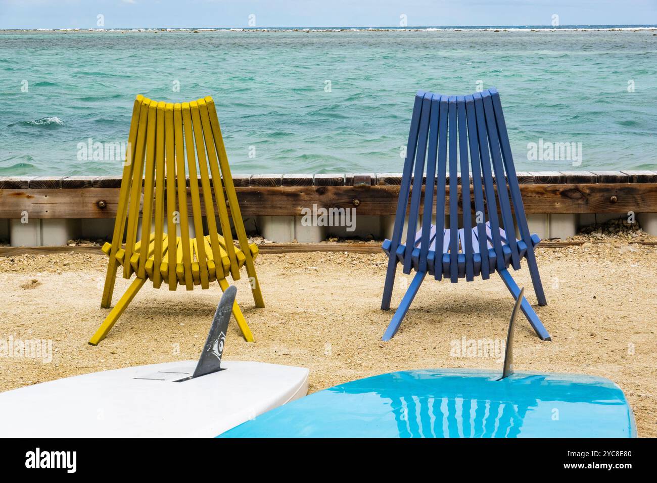 Chairs at Paradise Tobacco Caye Resort on Tobacco Caye, Belize Stock ...