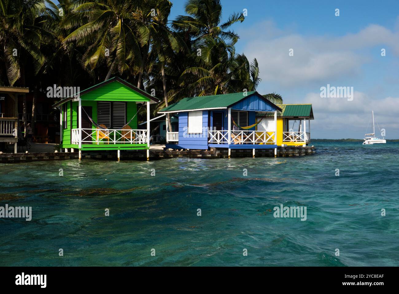 Cabins of the Paradise Tobacco Caye Resort on Tobacco Caye, Belize ...