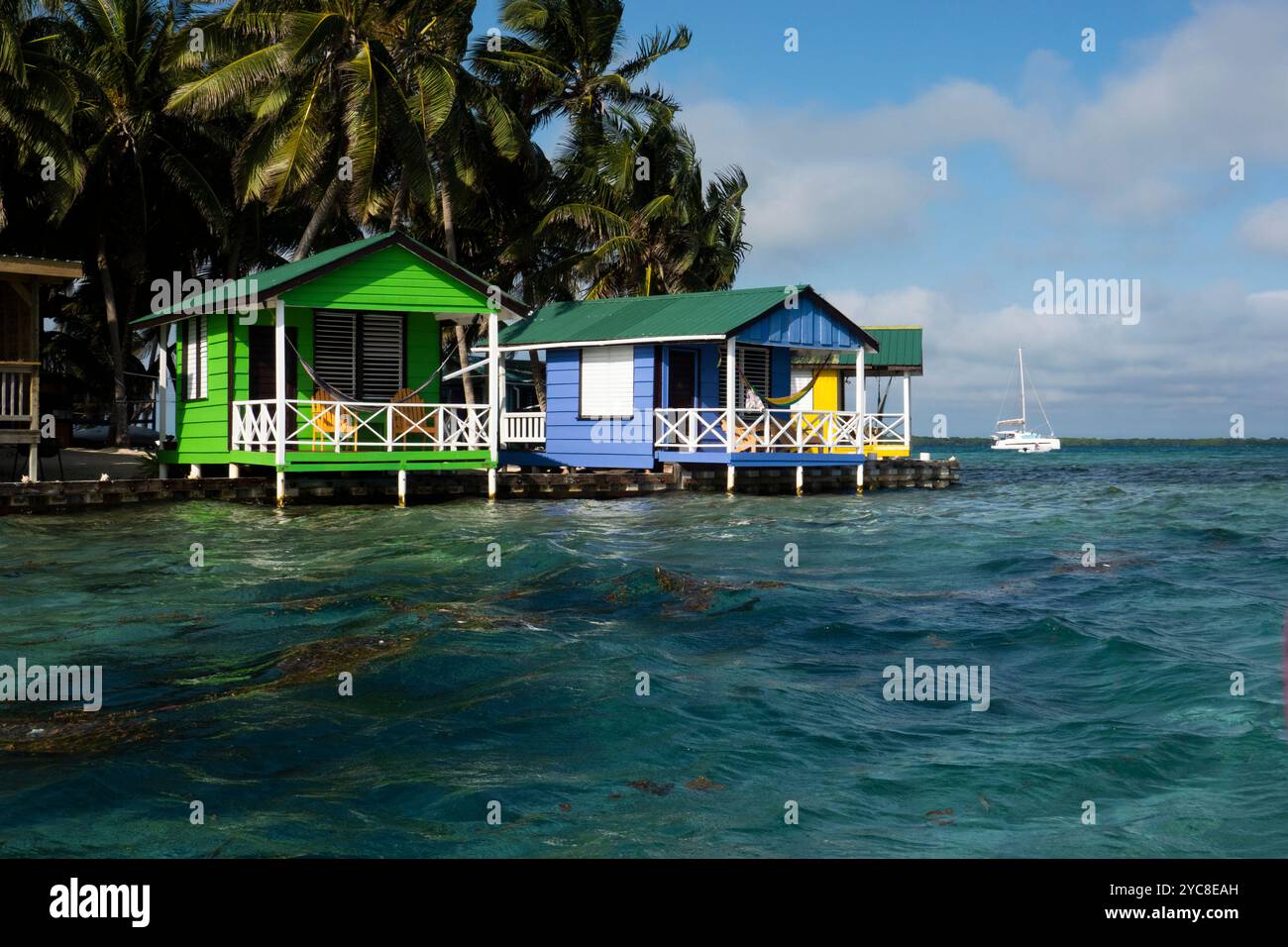 Cabins of the Paradise Tobacco Caye Resort on Tobacco Caye, Belize ...