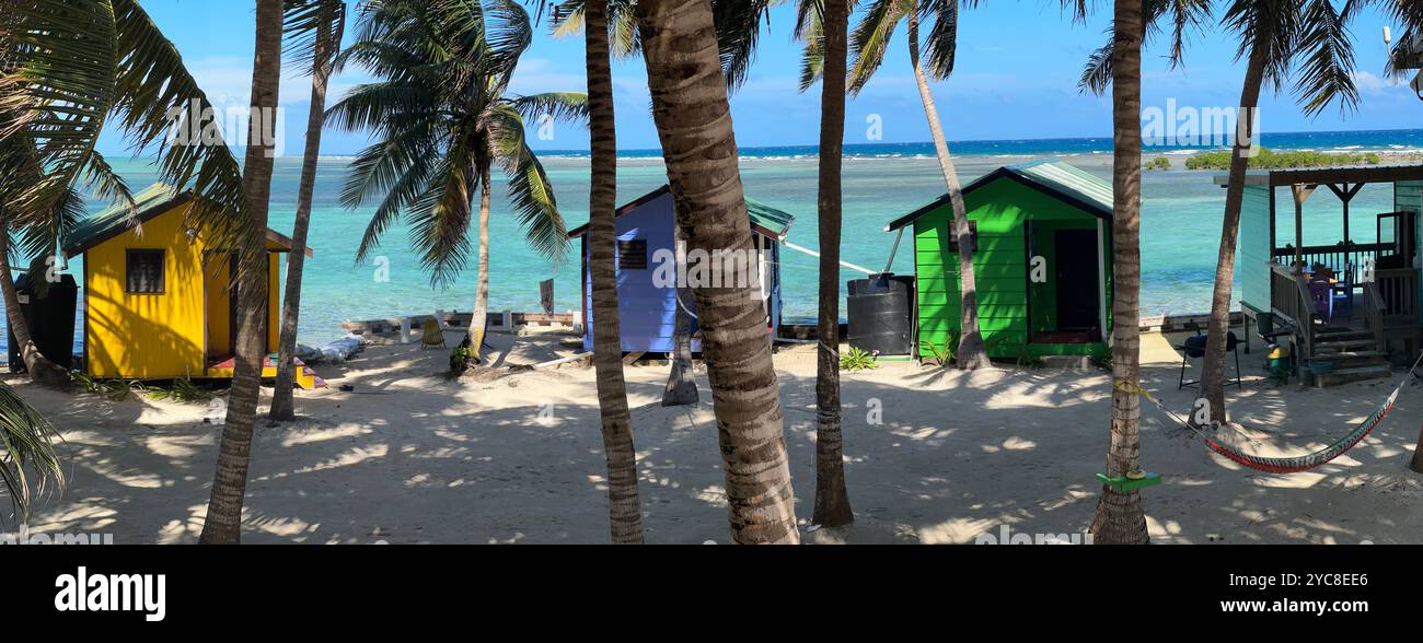 Cabins of the Paradise Tobacco Caye Resort on Tobacco Caye, Belize ...