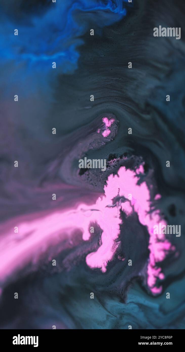 Neon paint blend. Acrylic spill. Blur pink purple blue color glowing ...