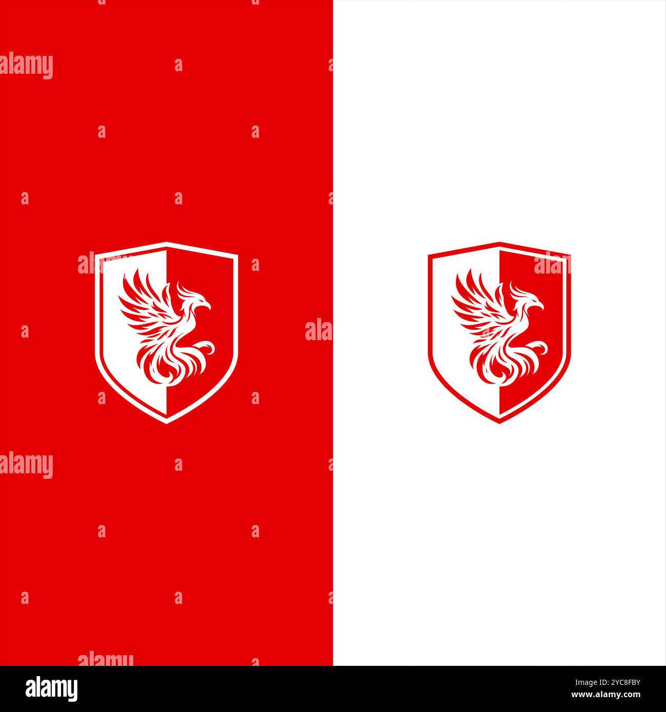 A striking emblem showcases a regal phoenix, elegantly designed within ...