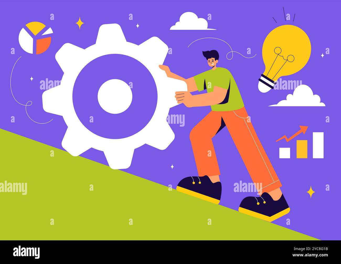 Challenge Vector Illustration featuring a Businessman Running to the ...