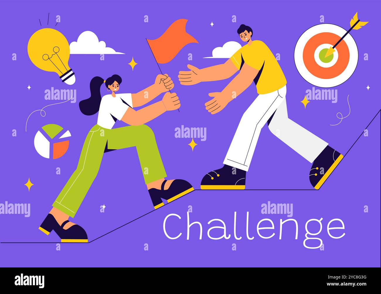 Challenge Vector Illustration featuring a Businessman Running to the ...