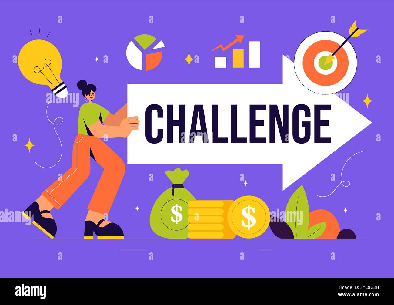 Challenge Vector Illustration featuring a Businessman Running to the ...