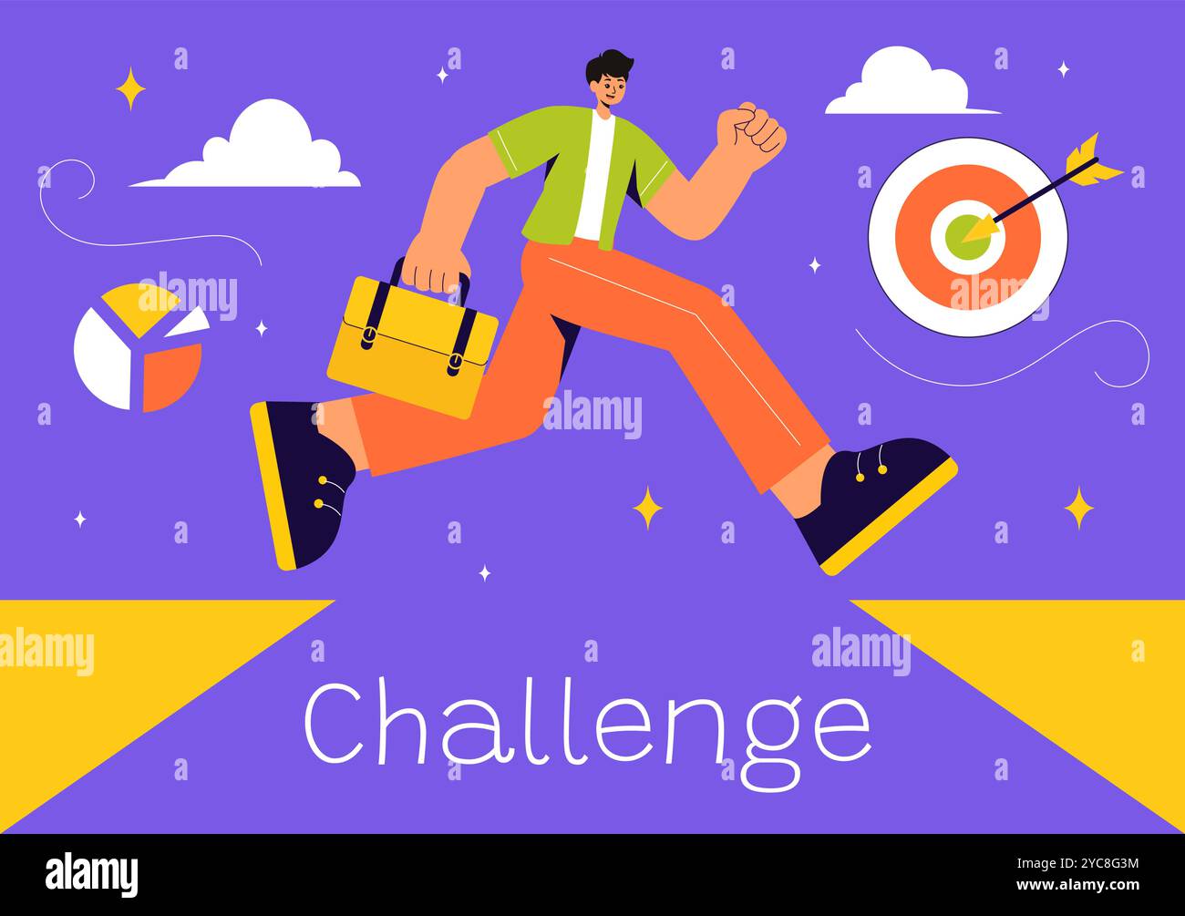 Challenge Vector Illustration featuring a Businessman Running to the ...
