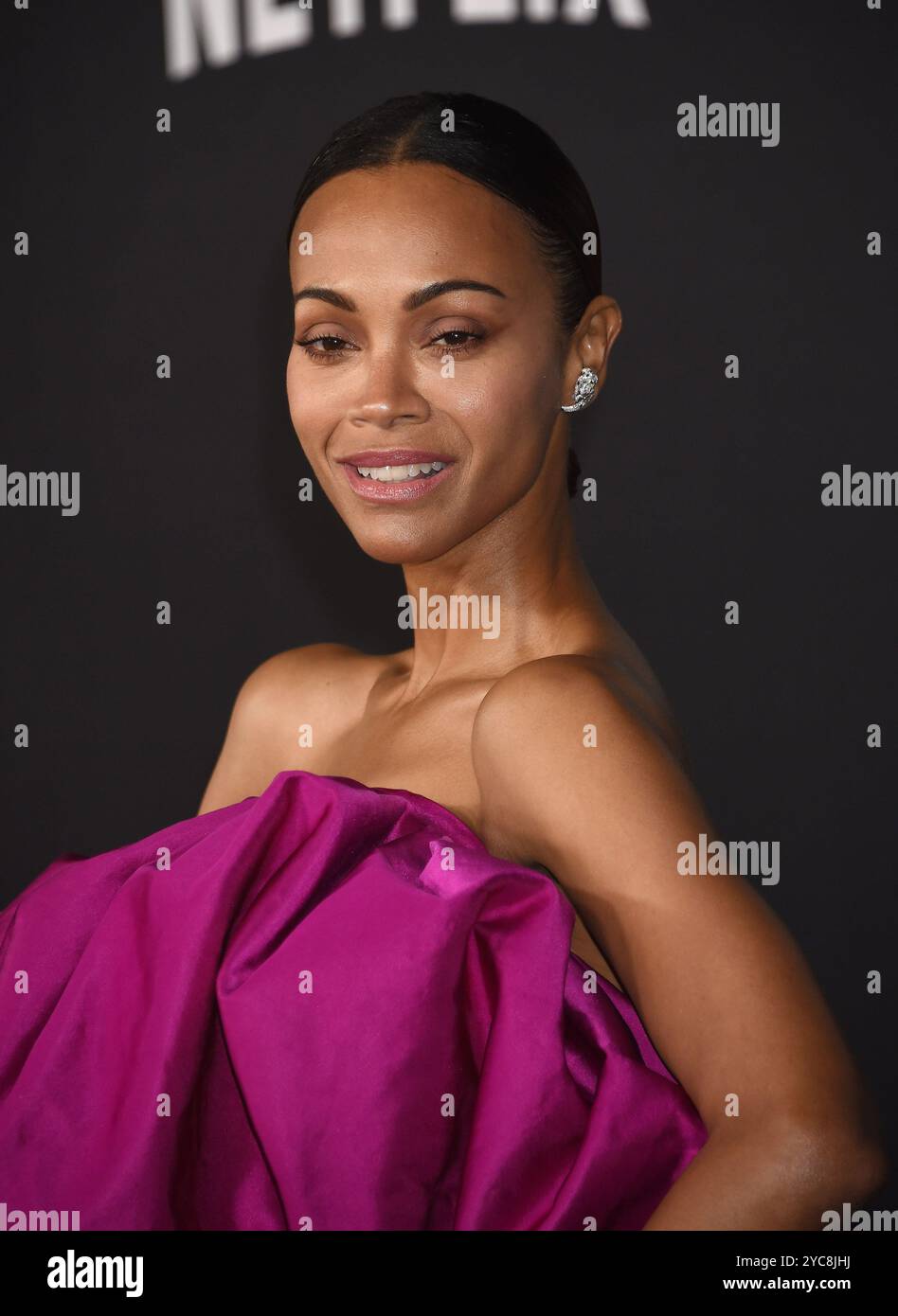 Hollywood, USA. 21st Oct, 2024. Zoe Saldana arriving to the “Emilia ...
