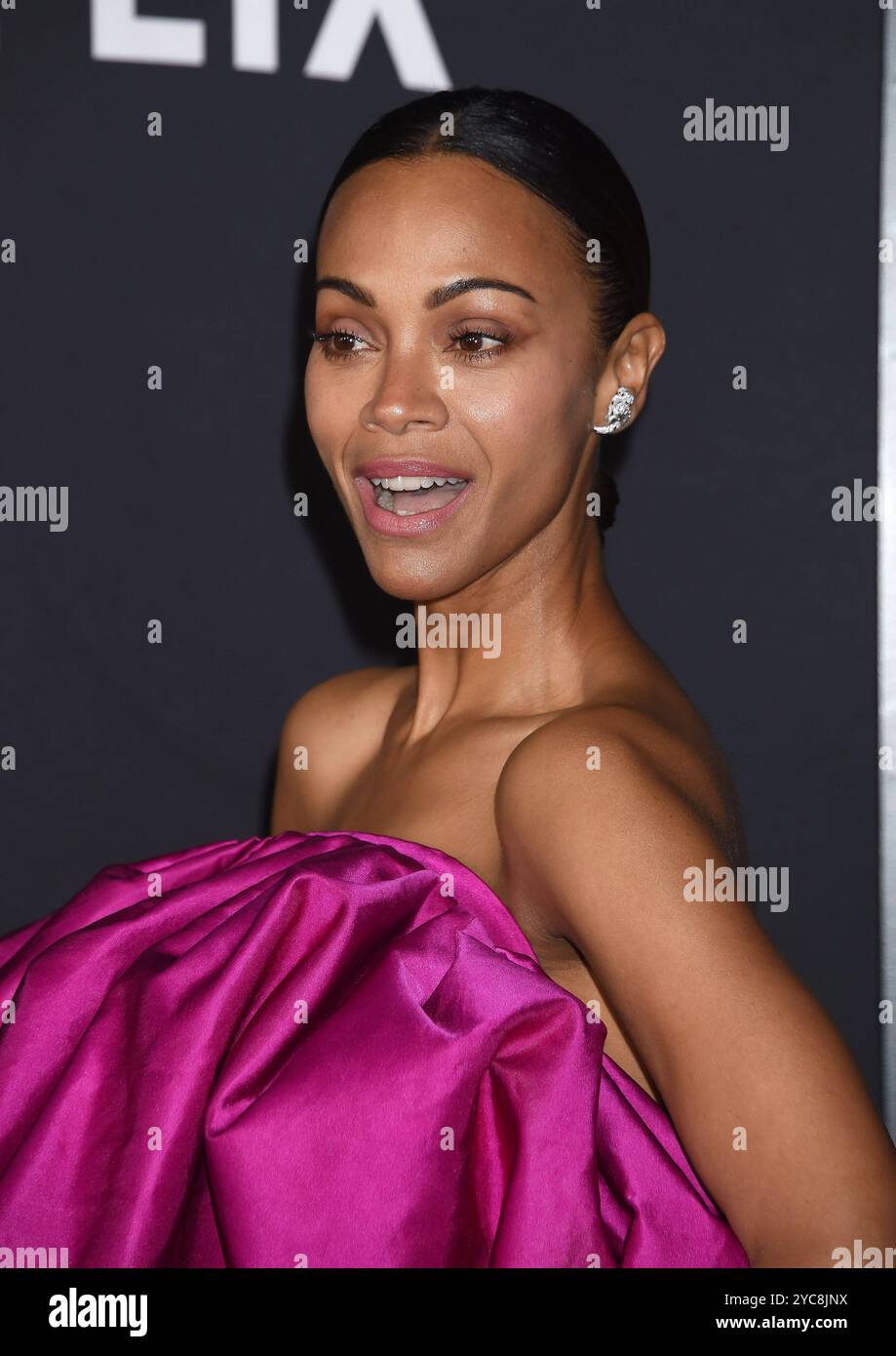 Hollywood, USA. 21st Oct, 2024. Zoe Saldana arriving to the “Emilia ...