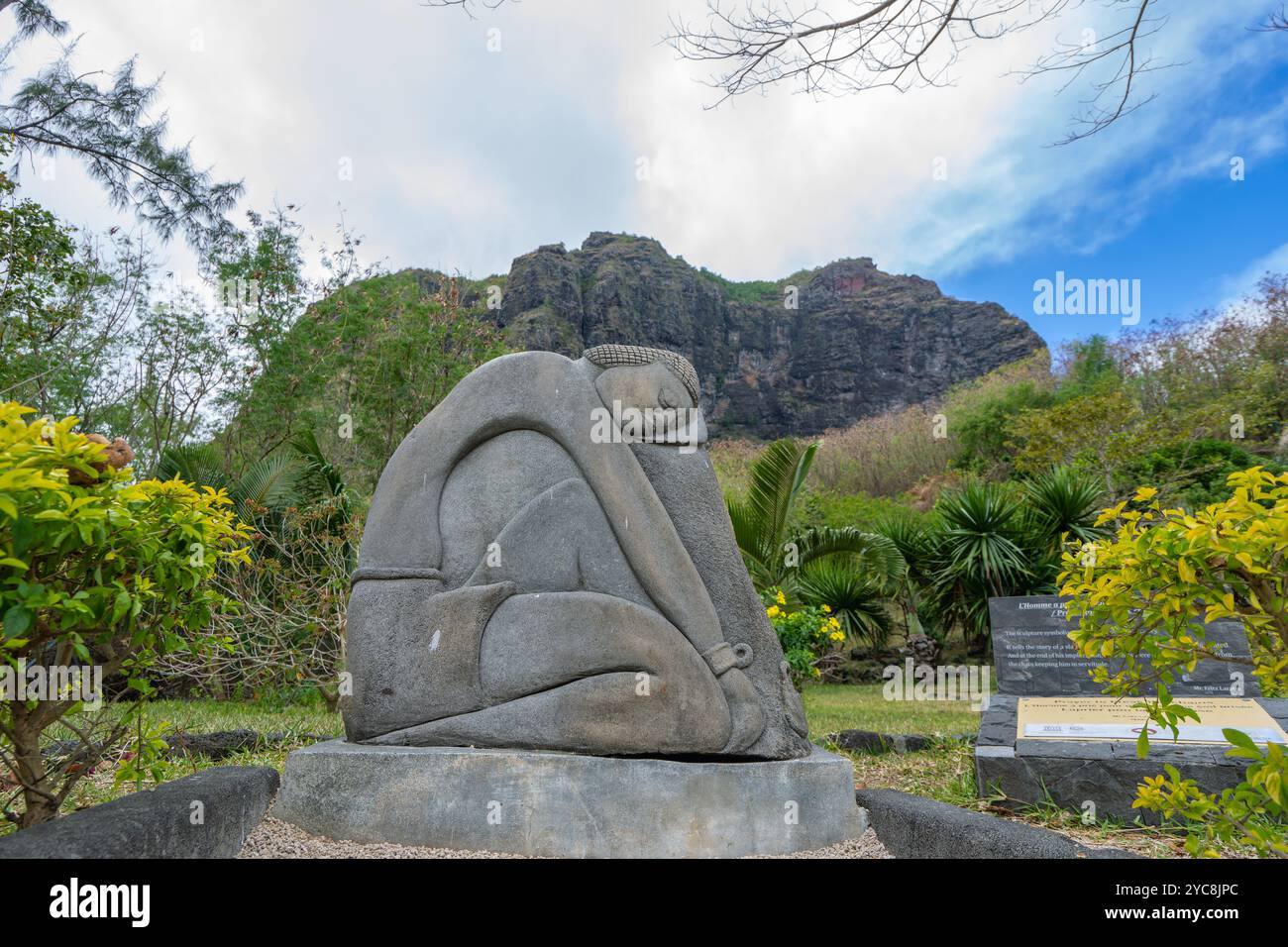 Mauritius, Africa - September 8, 2024: A poignant statue of a woman ...