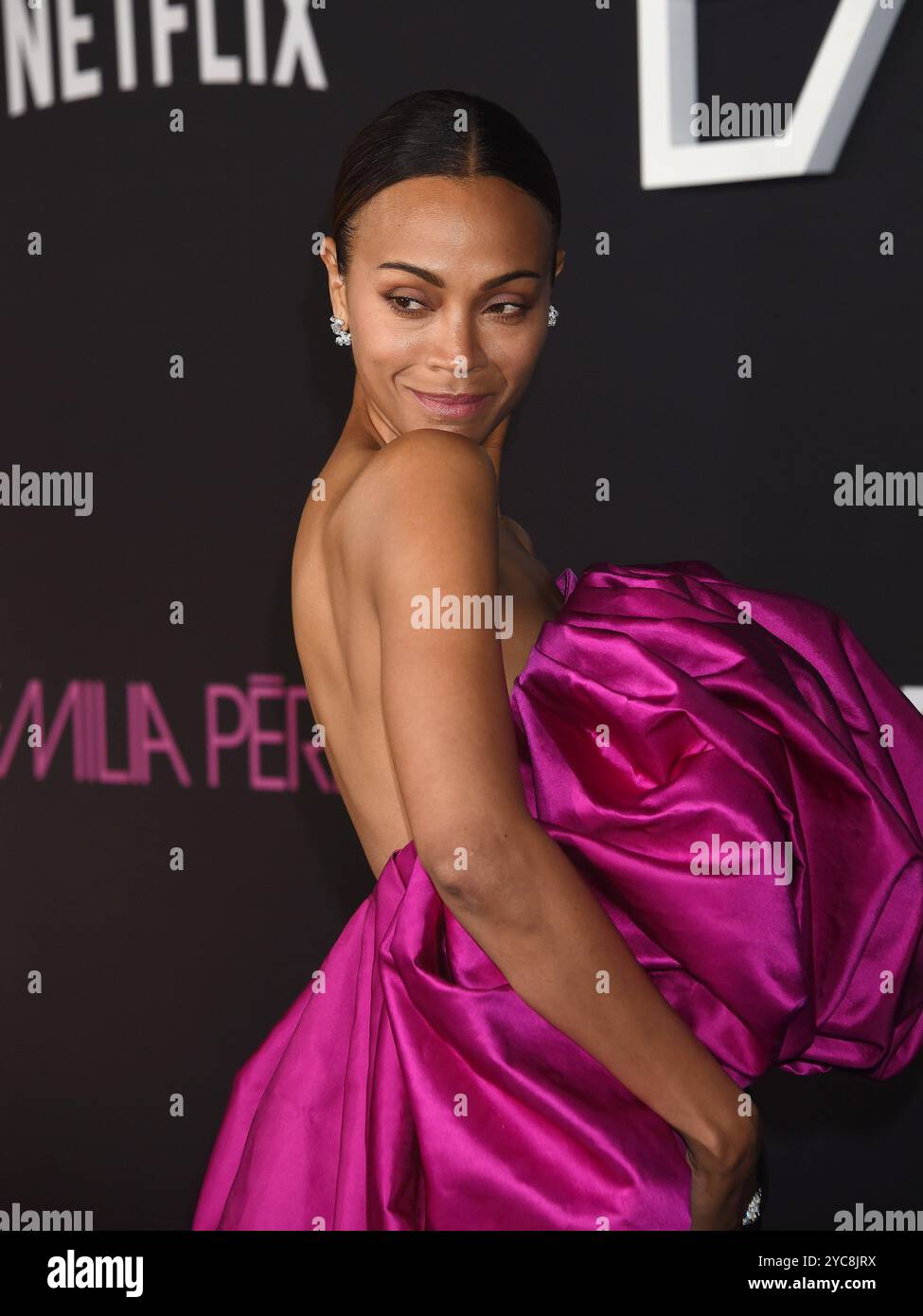 Hollywood, USA. 21st Oct, 2024. Zoe Saldana arriving to the “Emilia ...