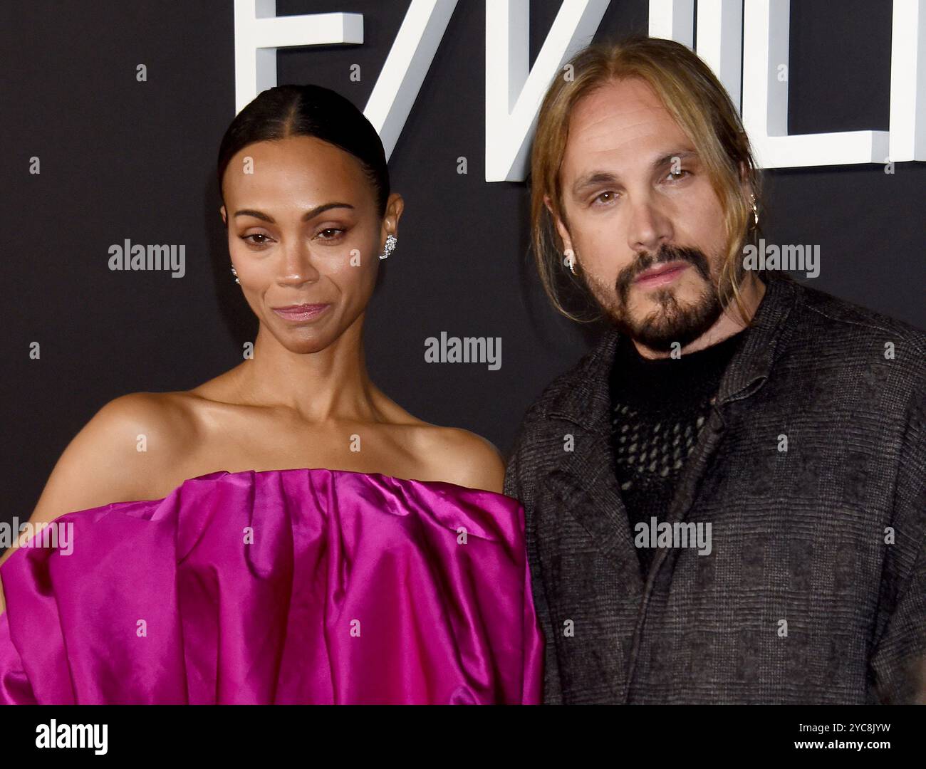 Hollywood, USA. 21st Oct, 2024. Zoe Saldana and Marco Perego arriving ...