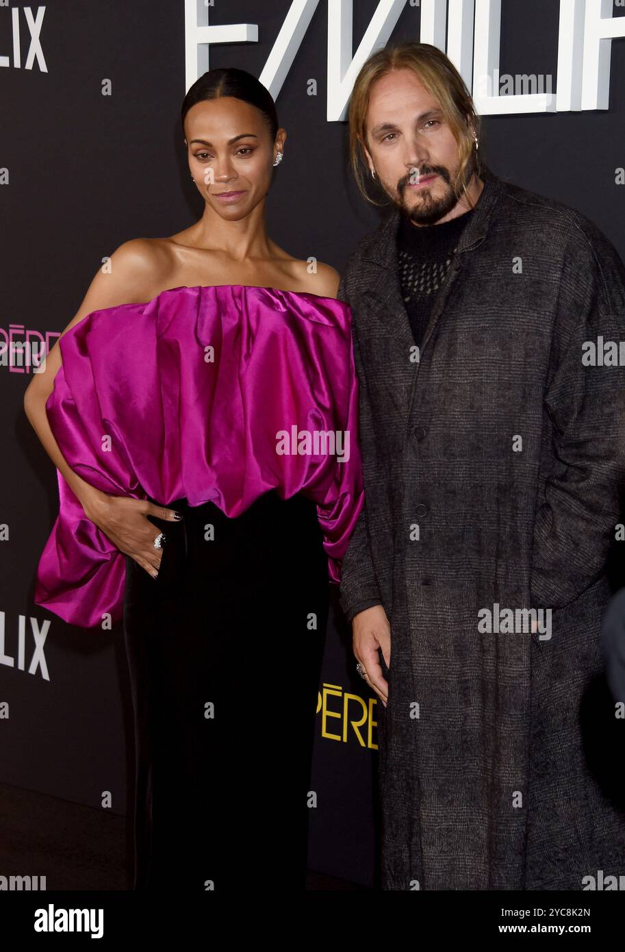 Hollywood, USA. 21st Oct, 2024. Zoe Saldana and Marco Perego arriving ...