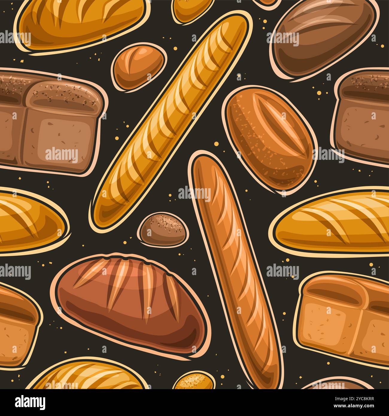 Vector Bread Seamless Pattern, decorative background with collection of ...