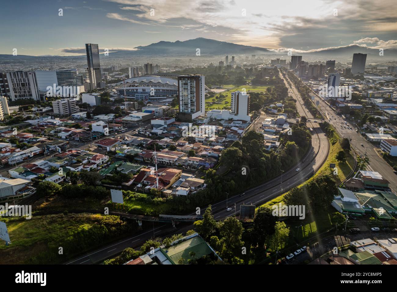 Beautiful aerial view of San Jose Downtown City, and the Sabana ...