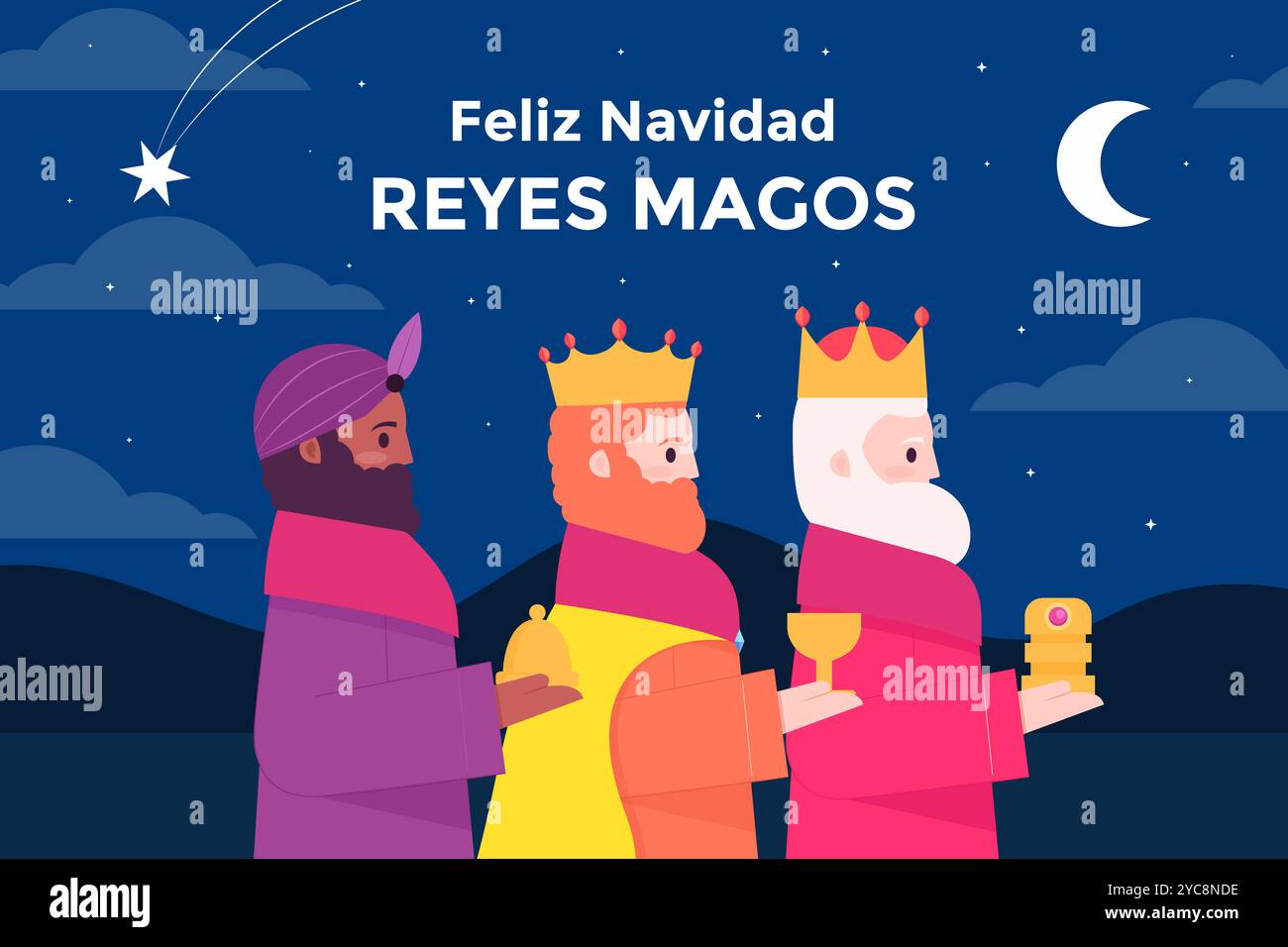 reyes magos background illustration design in flat style Stock Vector ...