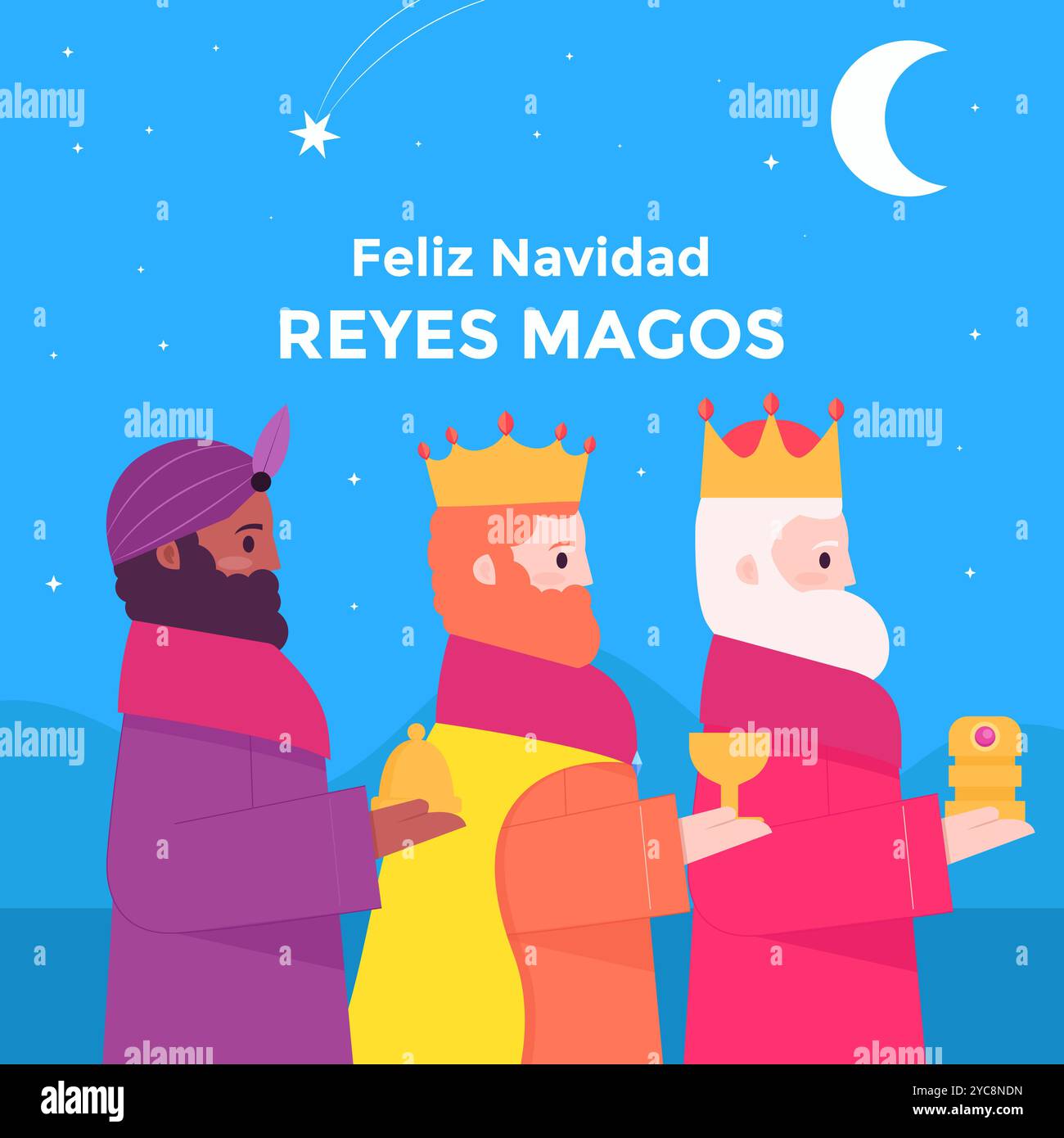 reyes magos illustration in flat style design concept Stock Vector ...