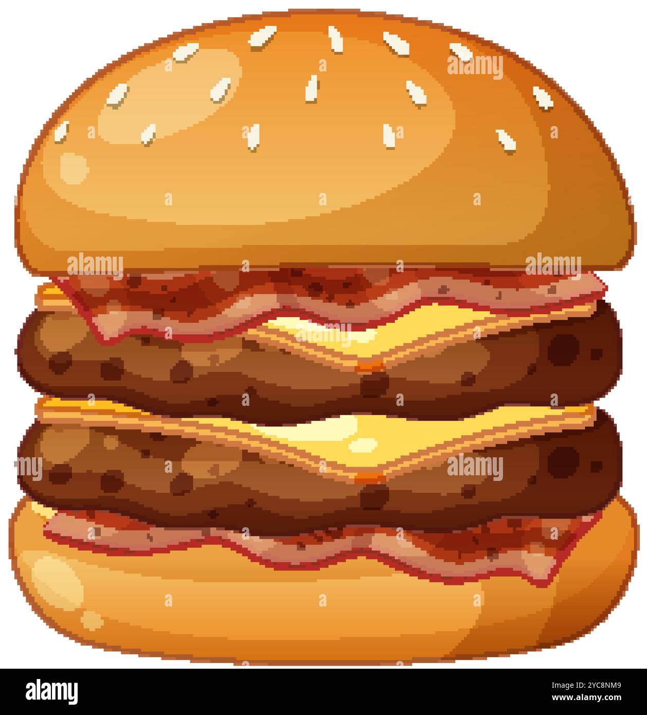 Vector art of a double cheeseburger with toppings Stock Vector Image ...