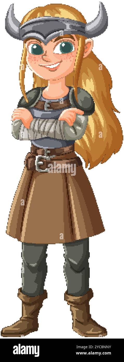 A strong, confident female Viking warrior illustration Stock Vector ...