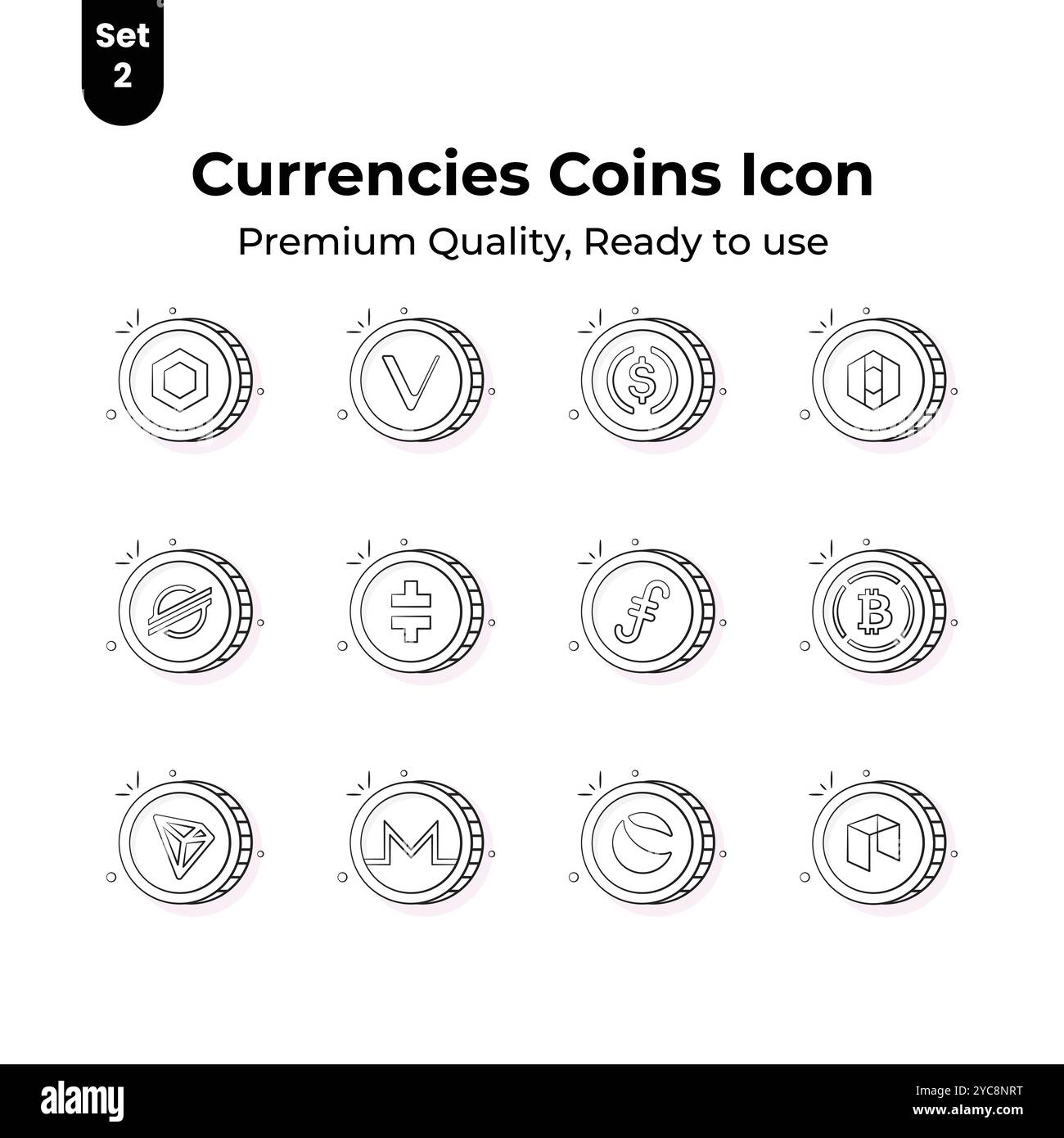 Get your hold on this beautifully designed cryptocurrency coins icons ...