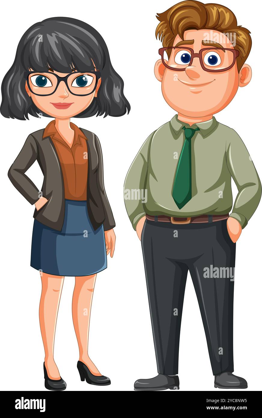 Business attire, standing together, confident expressions Stock Vector ...