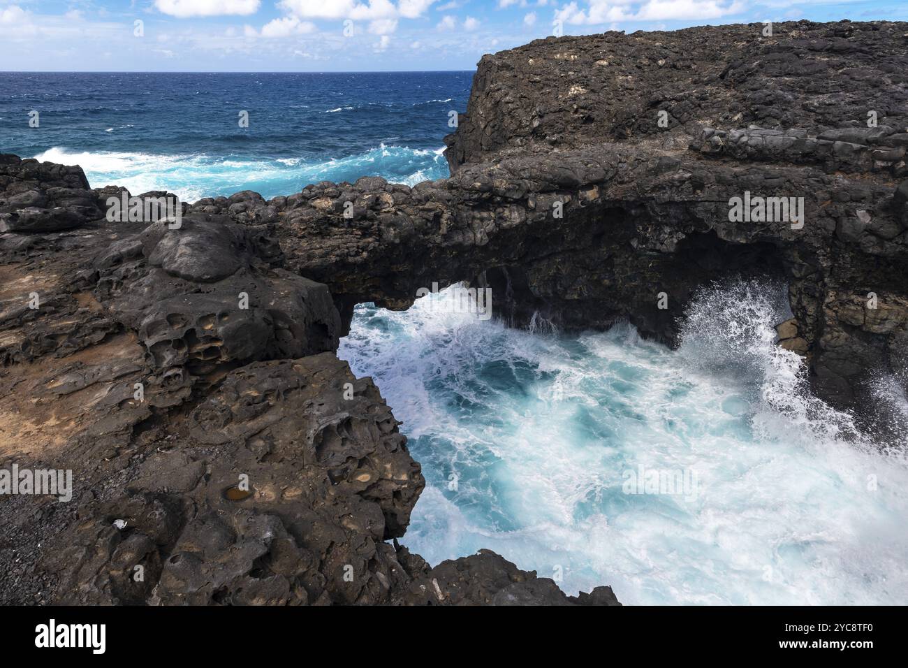Pont Naturel, natural rock arch, rock bridge, surf, south coast, Indian ...
