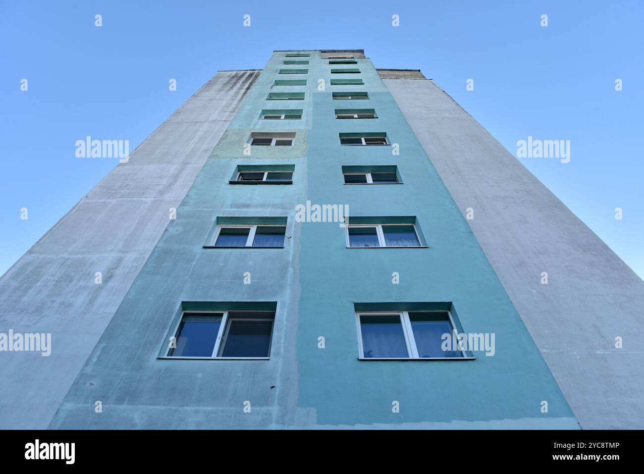 Perspective view of flat of blocks from Communist period, worn out ...