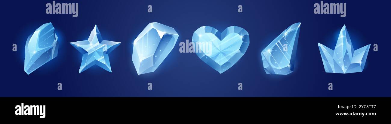 Crystal ice formations of different shapes - simple geometric stone and ...