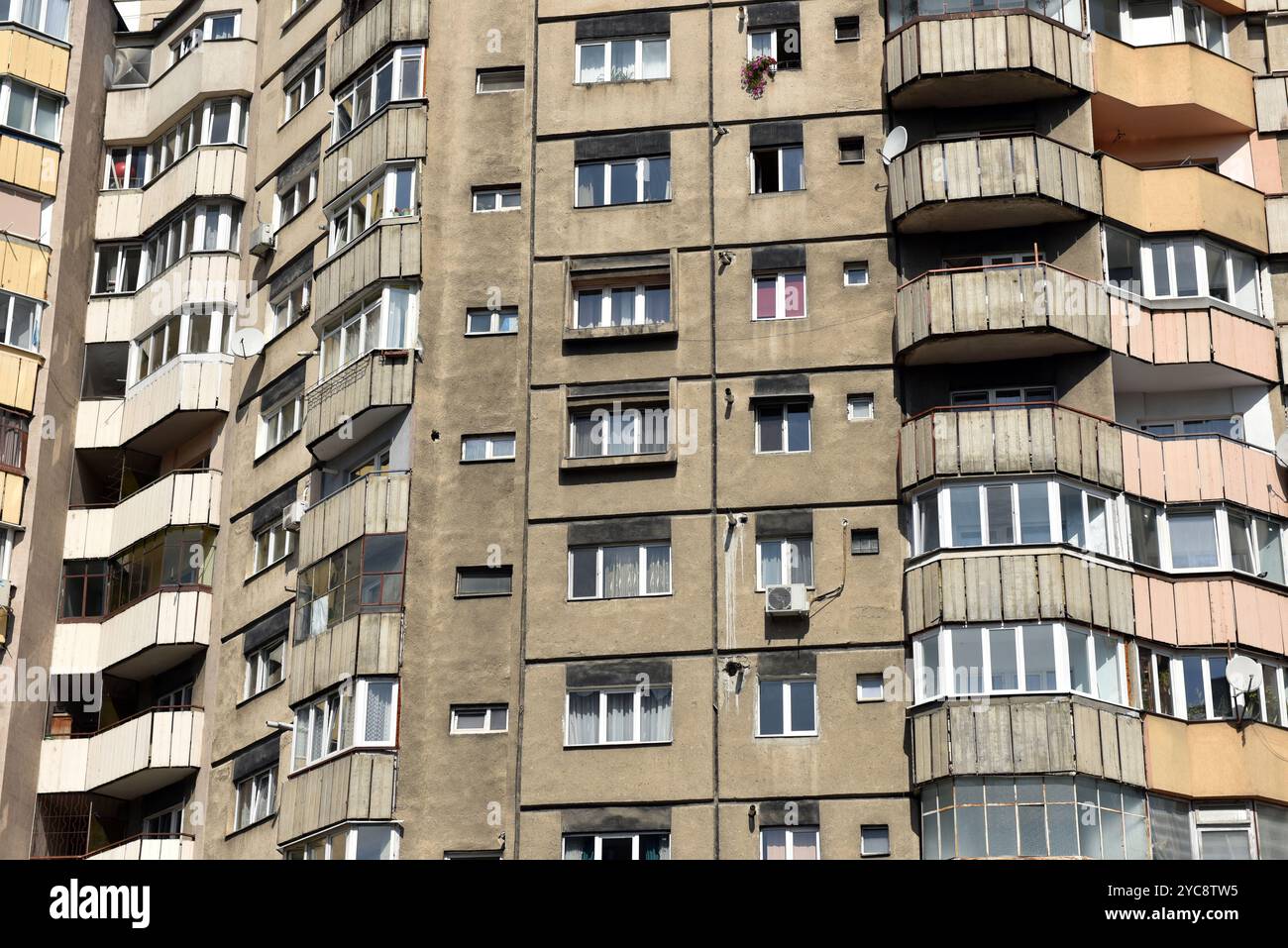 Flat of blocks from Communist period, worn out concrete buildings in ...