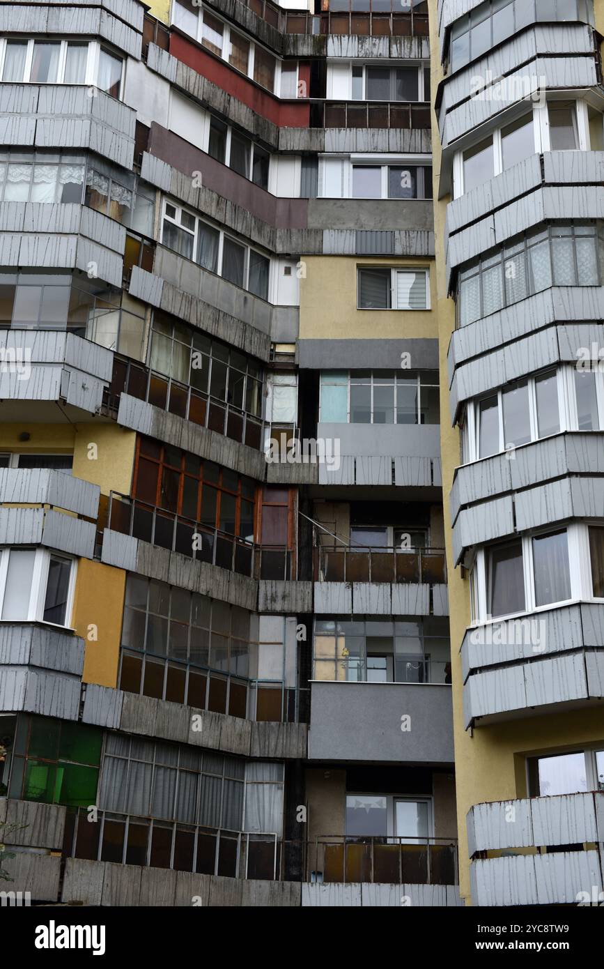 Post Soviet flat of blocks built in the Communist era, concrete ...