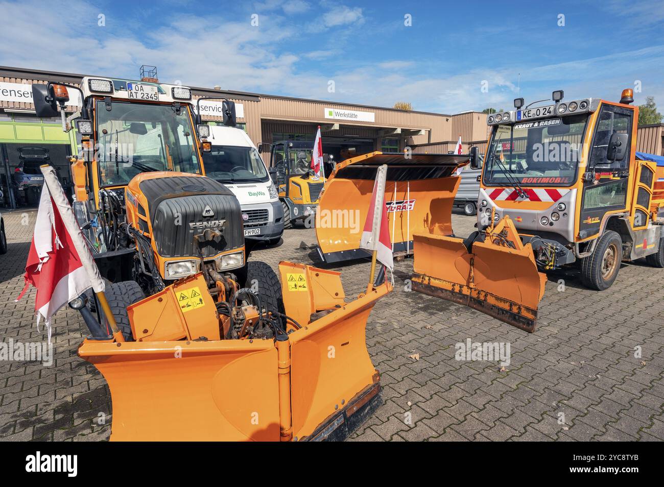 Vehicle fleet at BayWa AG Baustoffe, Kempten, Allgaeu, Bavaria, Germany ...