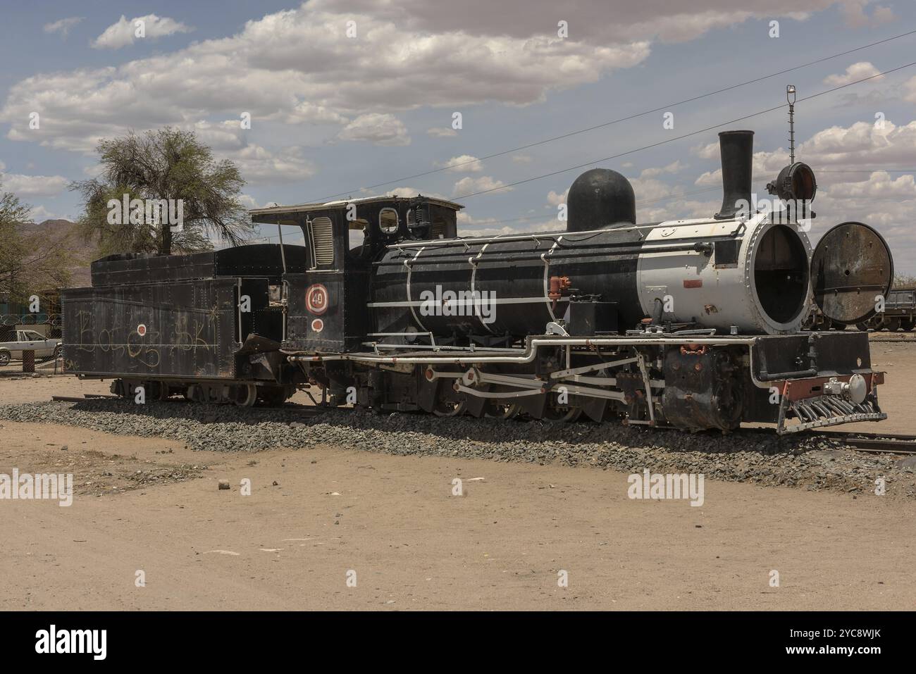 Old steam locomotive at the station of Usakos, Erongo, Namibia, Africa ...