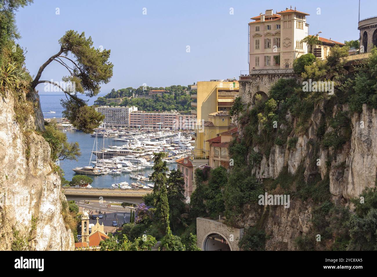 View of Port Hercule from the Monaco, Monte-Carlo railway station Stock ...