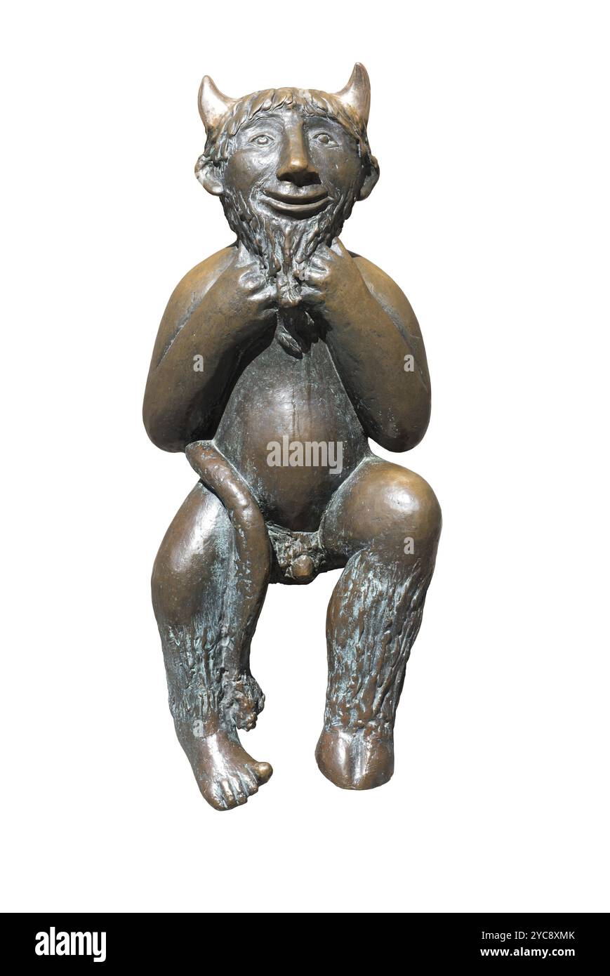 Small sitting devil with beard of bronze, isolated Stock Photo - Alamy