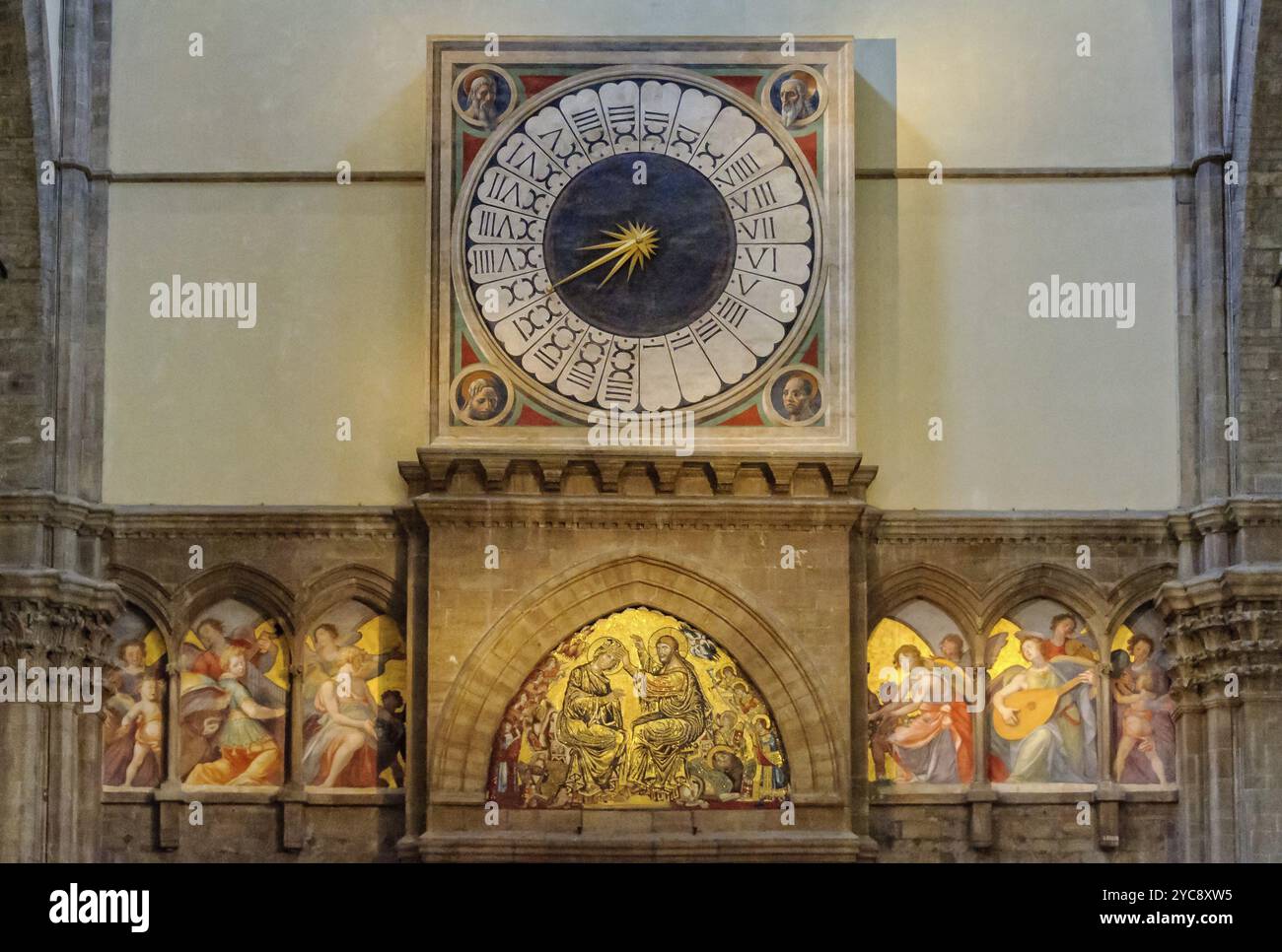 The one-handed liturgical clock with fresco portraits of four Prophets ...