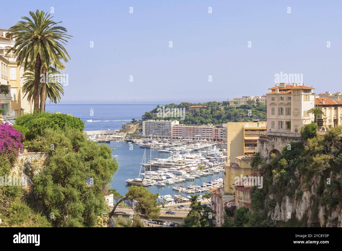 View of Port Hercule from the Monaco, Monte-Carlo railway station Stock ...