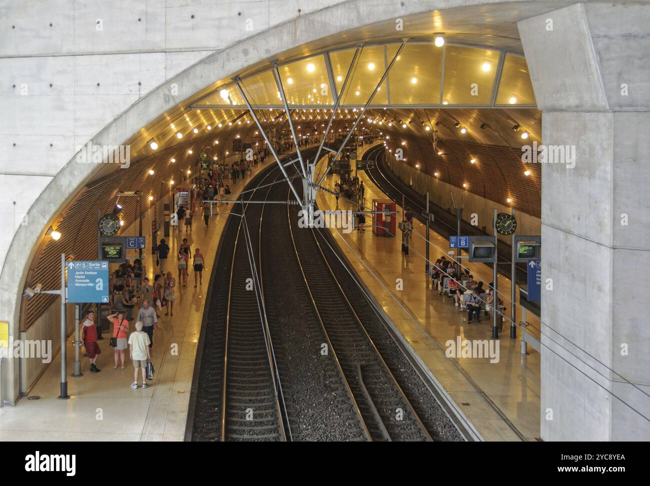 Platforms B and C of the Monte-Carlo railway station, Monaco, Europe ...