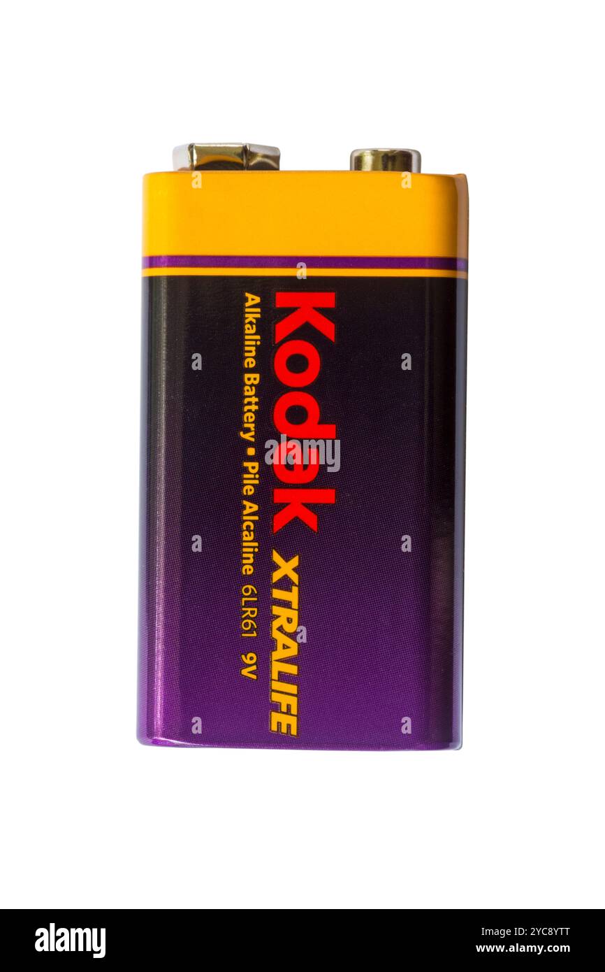 Kodak xtralife 9v alkaline battery isolated on white background Stock ...