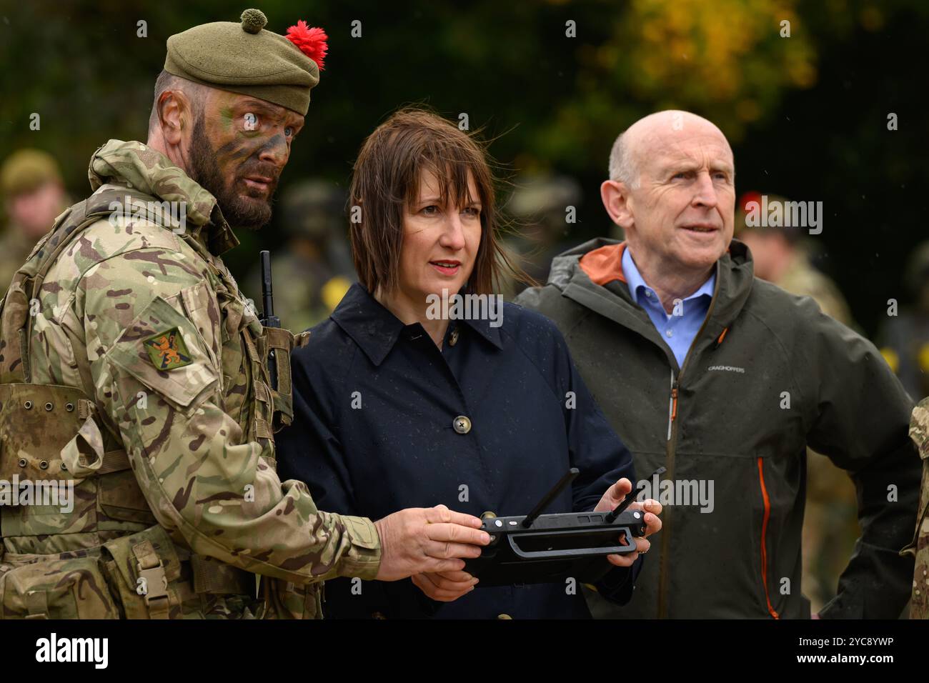 Chancellor of the Exchequer Rachel Reeves operates a Max Evo drone as ...