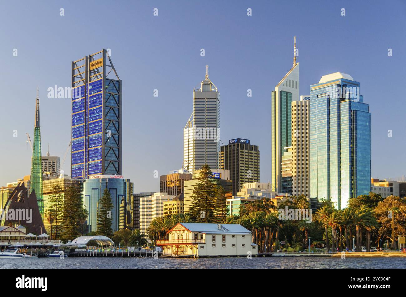 The floating clubhouse of West Australian Rowing Club at the feet of ...