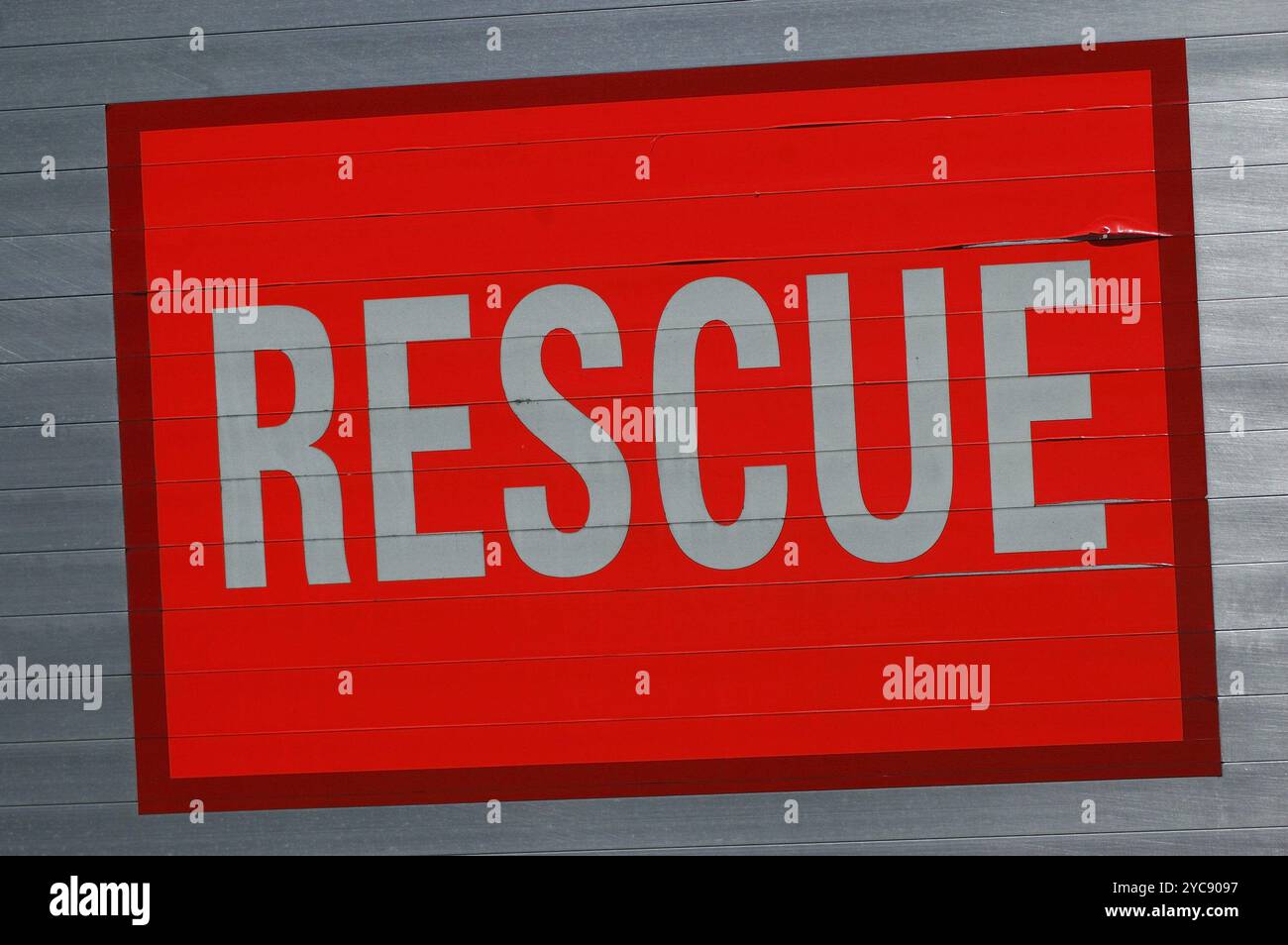 Brightly colored rescue vehicle signage Stock Photo - Alamy