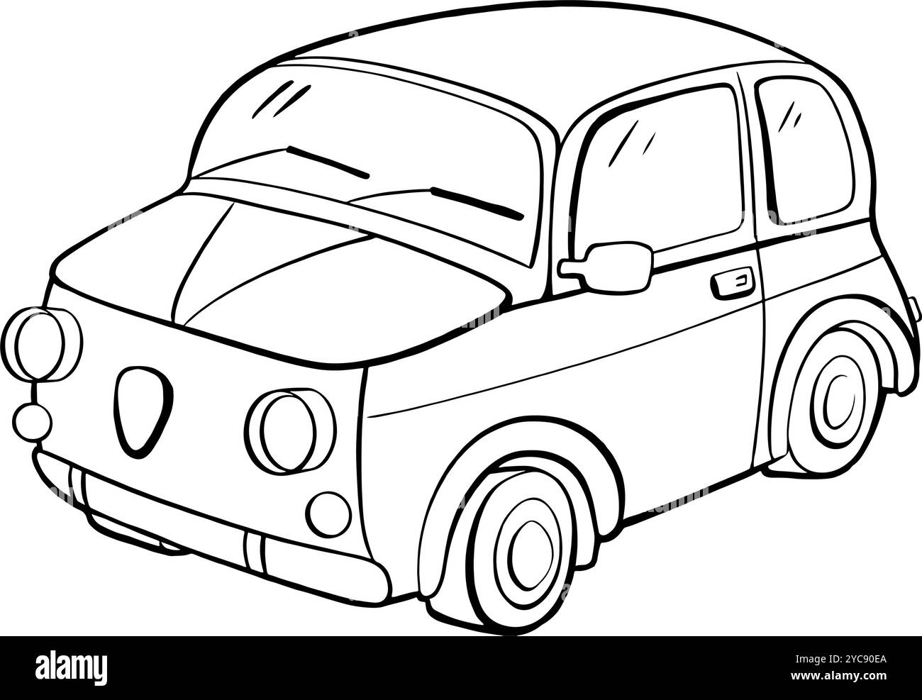 Illustration of an Adorable CartoonStyle Compact Car Designed in a Fun ...